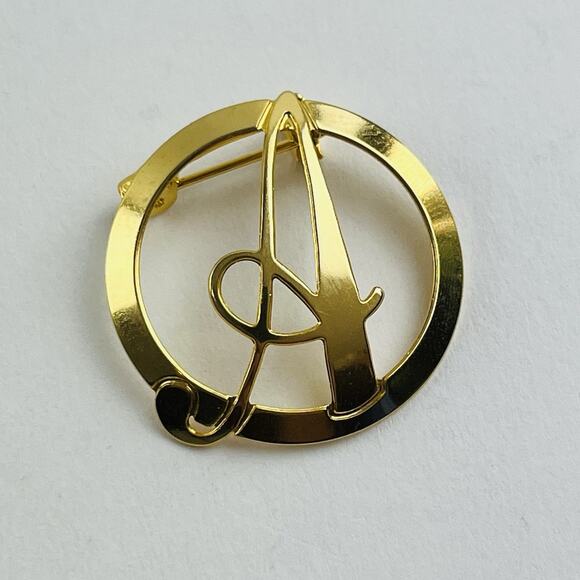 Unbranded | Jewelry | Vintage Cursive Letter A Gold Tone Brooch Inch ...